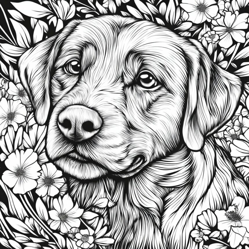 Labrador Ausmalbilder Hund für Kinder Kostenlos zum Download