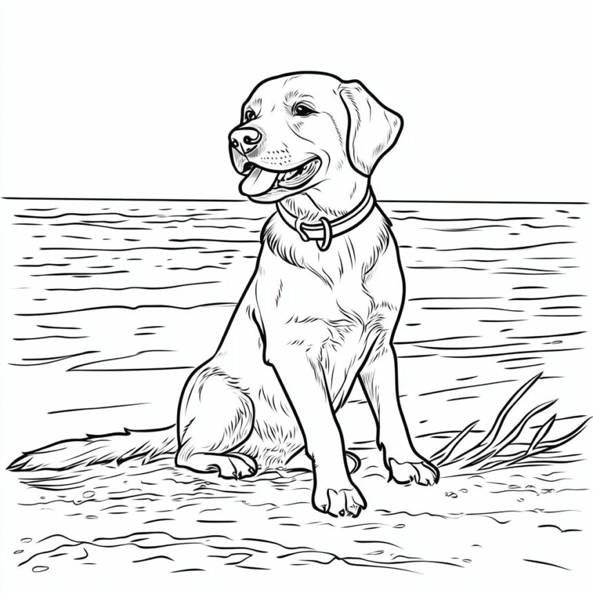 Labrador Ausmalbilder Hund für Kinder Kostenlos zum Download