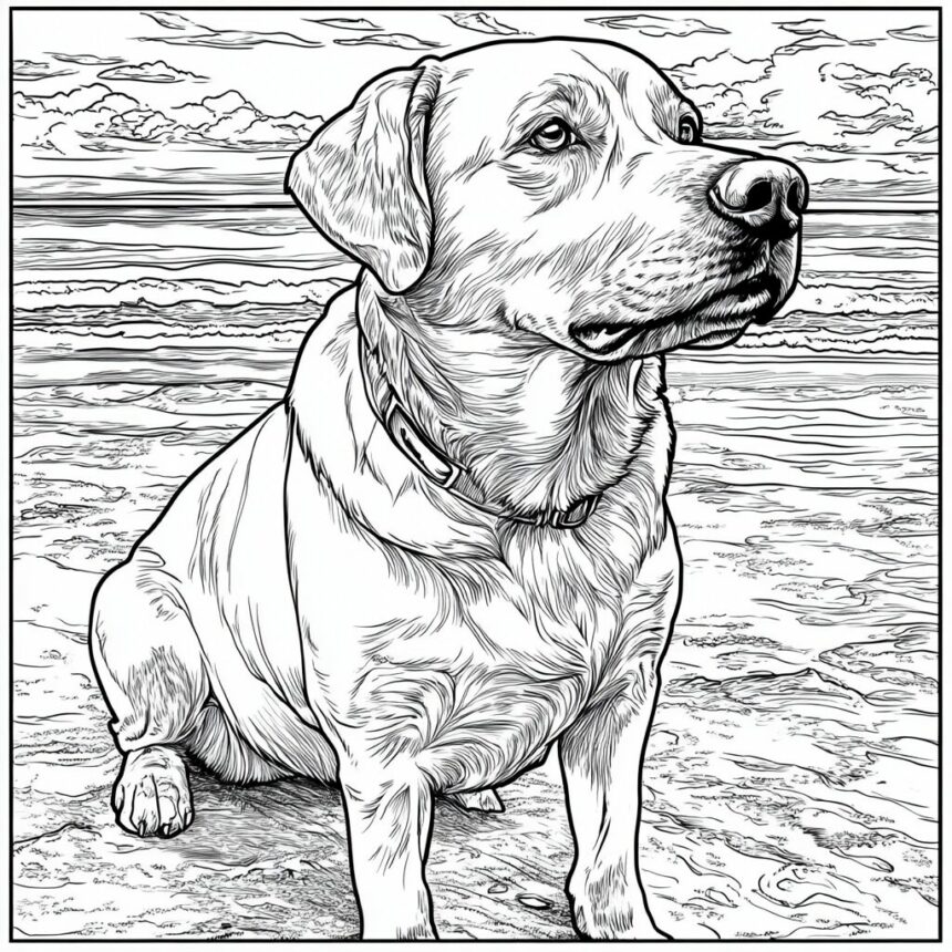 Labrador Ausmalbilder Hund für Kinder Kostenlos zum Download