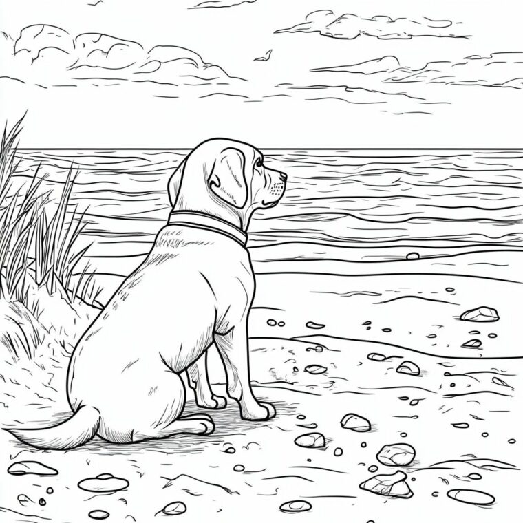 Labrador Ausmalbilder Hund für Kinder Kostenlos zum Download