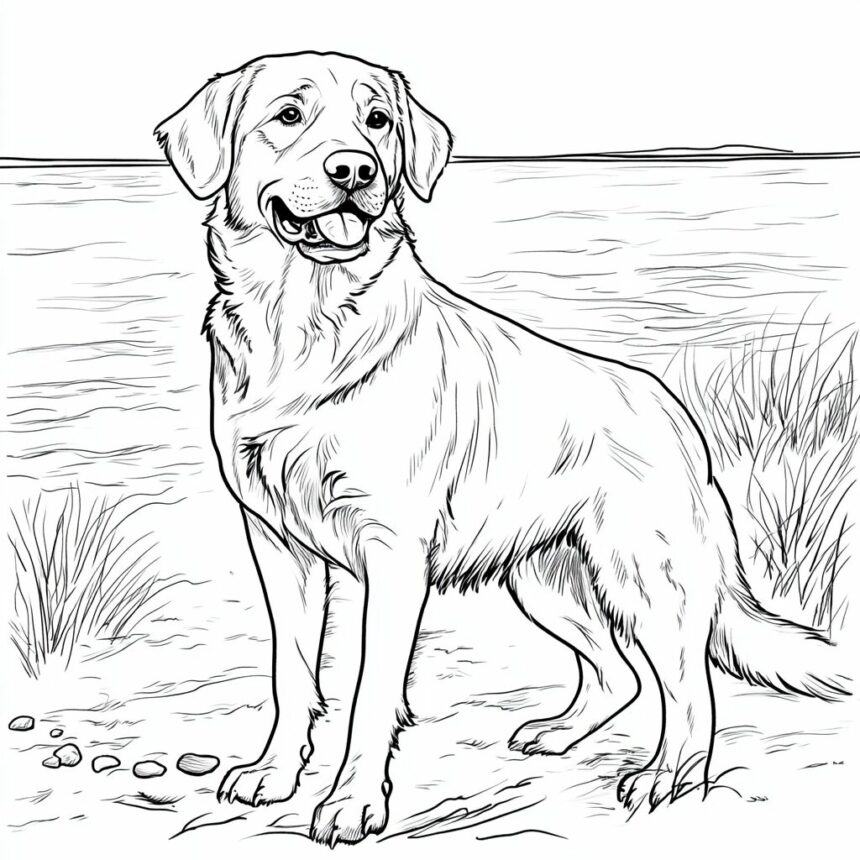 Labrador Ausmalbilder Hund für Kinder Kostenlos zum Download