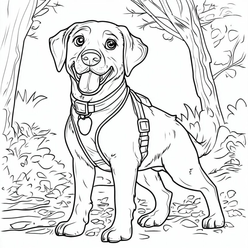 Labrador Ausmalbilder Hund für Kinder Kostenlos zum Download