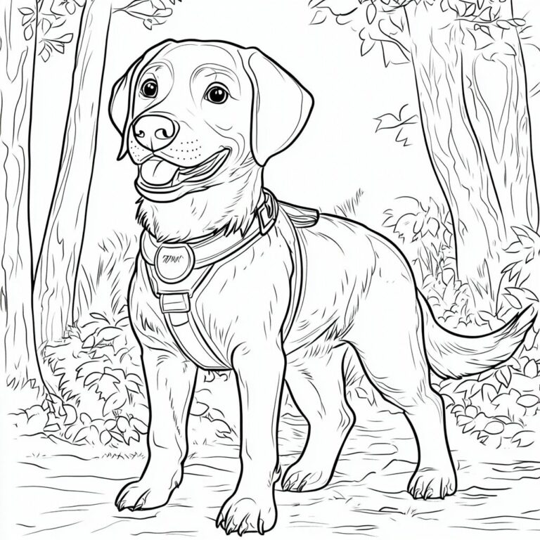 Labrador Ausmalbilder Hund für Kinder Kostenlos zum Download
